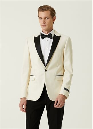 Pal Zileri Erkek Beyaz Siyah Saten Garnili Kırlangıç Yaka Yün Ceket 52 IT Pal Zileri Erkek Beyaz Siyah Saten Garnili Kırlangıç Yaka Yün Ceket 52 IT