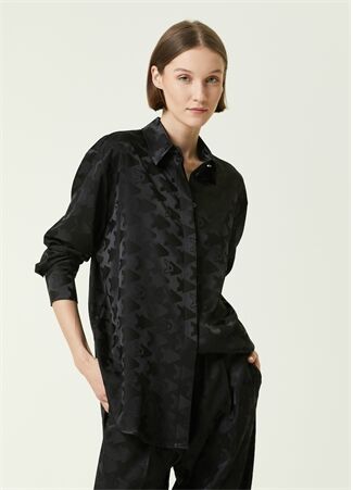 Academia Kadın Siyah Logo Jakarlı Gömlek 34