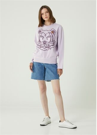 Kenzo Kadın Lila Baskılı Sweatshirt Mor XS EU