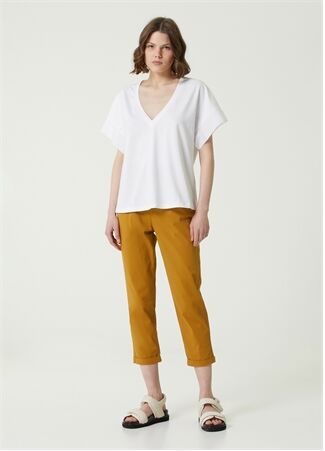 Network Kadın Basic Fit Beyaz V Yaka T-shirt S EU