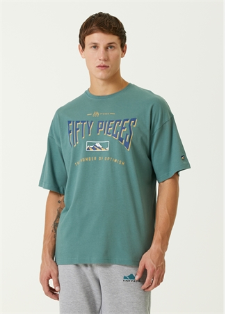 Fifty Pieces Erkek Yeşil Logo Baskılı T-shirt S EU