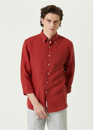 Alessandro Gherardi Erkek Kırmızı Keten Gömlek 42 It Alessandro Gherardi Erkek Kırmızı Keten Gömlek 42 It