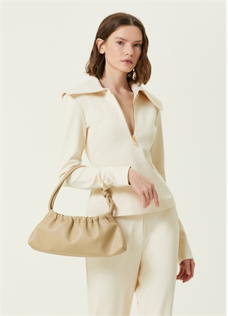 Nanushka Kadın Mace Krem Fermuarlı Kazak Bej Xs Eu