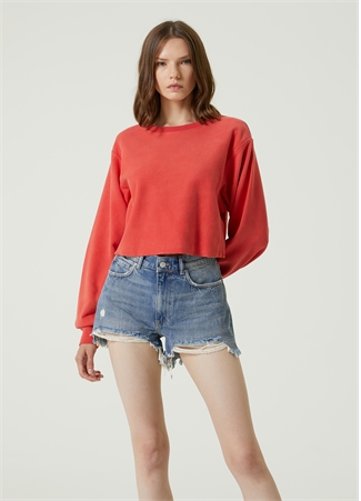 Allsaints Kadın Navarre Kırmızı Crop Sweatshirt S EU Allsaints Kadın Navarre Kırmızı Crop Sweatshirt S EU