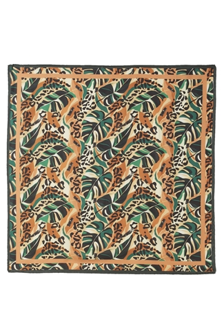 Beymen Kadın Yaprak Desenli 90x90 cm Twill Eşarp EU