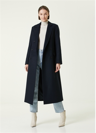 Beymen Kadın Lacivert Beli Kuşaklı Palto XS EU