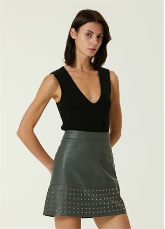 Network Kadın Slim Fit Siyah Kolsuz Kazak L EU