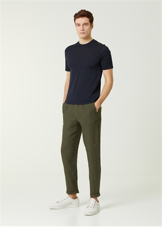 Alpha Studio Erkek Relaxed Fit Haki Keten Pantolon 52 IT Alpha Studio Erkek Relaxed Fit Haki Keten Pantolon 52 IT