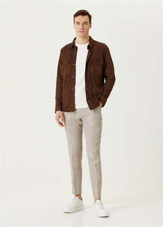 Network Erkek Jogger Fit Bej Keten Pantolon 46 EU