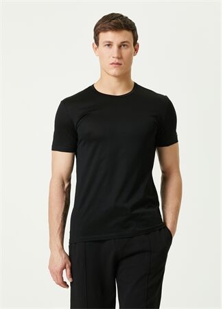 Zegna Erkek Siyah Logo Detaylı T-shirt S EU