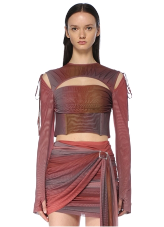 Cup of Stars Kadın Ness Degrade Dekolte Detaylı Uzun Kol Bluz Pembe 36 EU