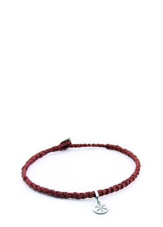 Kayra Khan Erkek Kırmızı Örgü Dokulu Gümüş Rengi Bileklik EU