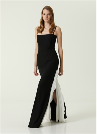 Filiarmi Kadın Henrietta Siyah Beyaz Maksi İpek Abiye Elbise 36 EU