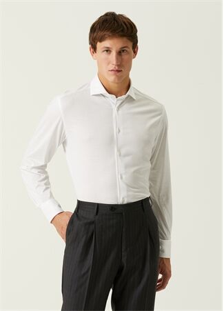 Corneliani Erkek Beyaz İtalyan Yaka Gömlek 42 IT