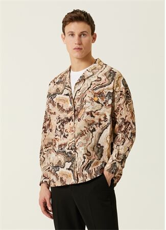 Agaleevic Erkek Kahverengi Desenli Gömlek L/XL EU