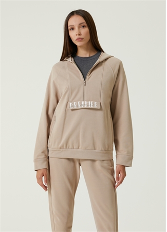 Brunello Cucinelli Kadın Bej Kapüşonlu Yazı Detaylı Sweatshirt L EU Brunello Cucinelli Kadın Bej Kapüşonlu Yazı Detaylı Sweatshirt L EU