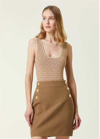 Balmain Kadın Kahve Gold Logolu Body Kahverengi 36 FR Balmain Kadın Kahve Gold Logolu Body Kahverengi 36 FR