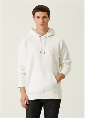 Bassigue Erkek Shred Krem Kapüşonlu Sweatshirt Bej S EU