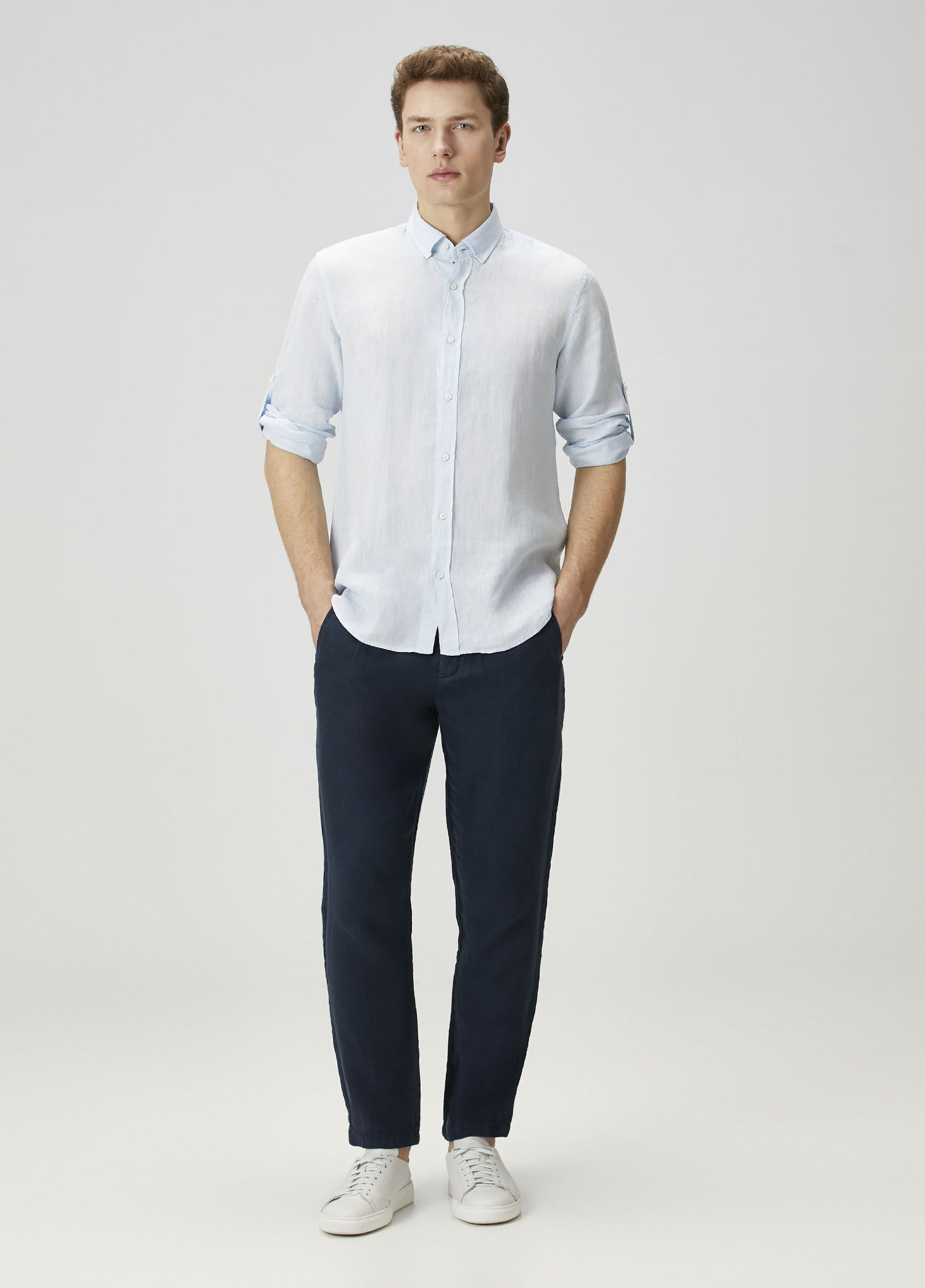 Fiji - Navy blue linen trousers