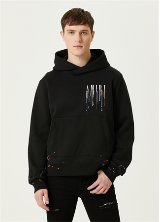 Amiri Erkek Siyah Kapüşonlu Logo Nakışlı Sweatshirt S Eu Amiri Erkek Siyah Kapüşonlu Logo Nakışlı Sweatshirt S Eu