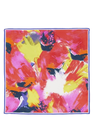 Beymen Club Kadın Colorblocked Desenli 70x70 İpek Eşarp Pembe EU