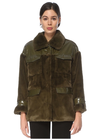 Apparis Kadın Lucile Haki Garni Detaylı Suni Kürk Mont XS EU