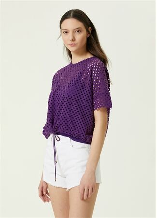 Network Kadın Mor Güpür Bluz Xs Eu