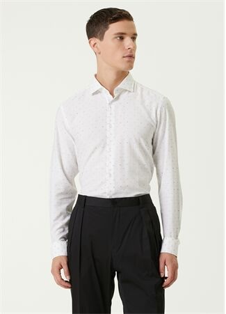Palzileri Lab Erkek Beyaz Puantiye Desenli Gömlek 39 IT