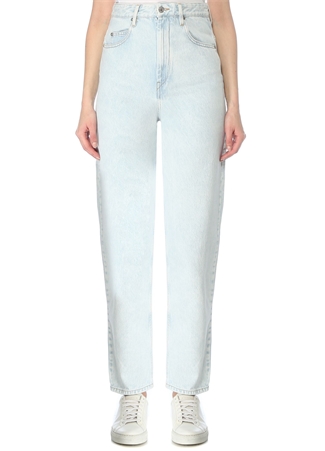 Etoile Isabel Marant Kadın Mavi Yüksek Bel Boru Paça Jean Pantolon 40 FR