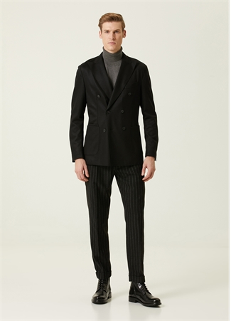 Beymen Collection Erkek Füme Beli Kordonlu Çizgili Flannel Pantolon Gri 60 IT Beymen Collection Erkek Füme Beli Kordonlu Çizgili Flannel Pantolon Gri 60 IT