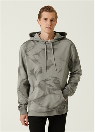 Allsaints Erkek Cruz Gri Kapüşonlu Batik Desenli Sweatshirt S EU Allsaints Erkek Cruz Gri Kapüşonlu Batik Desenli Sweatshirt S EU