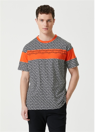 Balmain Erkek Siyah Logo Desenli Turuncu Şeritli T-shirt S EU Balmain Erkek Siyah Logo Desenli Turuncu Şeritli T-shirt S EU