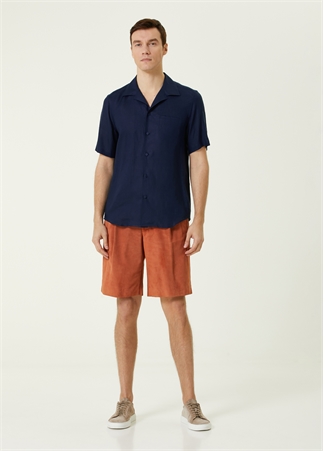 Pal Zileri Erkek Turuncu Pili Detayı Deri Bermuda 48 IT