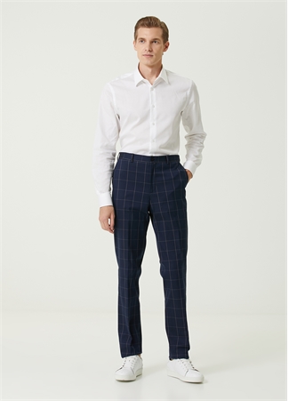 Palzileri Lab Erkek Lacivert Kareli Pantolon 50 IT Palzileri Lab Erkek Lacivert Kareli Pantolon 50 IT