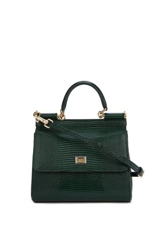 Dolce&Gabbana Kadın Sicily Yeşil Dokulu Deri Omuz Çantası EU