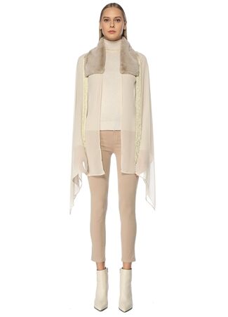 Gaynor Kadın Krem Gold Püskül Detaylı Şal Altın Rengi EU Gaynor Kadın Krem Gold Püskül Detaylı Şal Altın Rengi EU