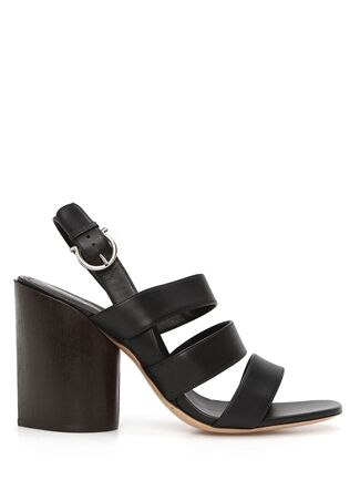 Salvatore Ferragamo Kadın Siyah Bantlı Deri Sandalet 5.5 US