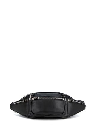 Alexander Wang Kadın Siyah Cep Detaylı Deri Bel Çantası EU