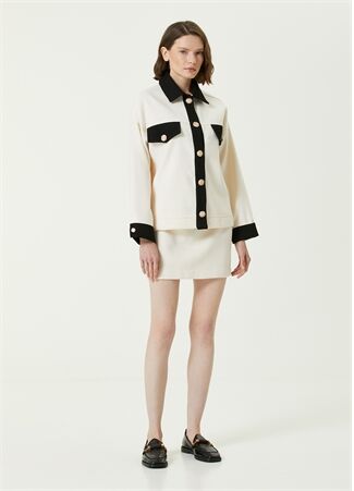 Alixa Kadın Nu Beyaz Garnili Ceket Etek Seti 36 EU