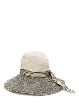Inverni Kadın Gri Beyaz Garnili Bantlı Şapka Bej 56 EU