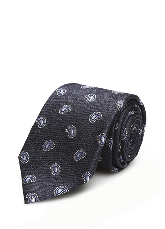 Zegna Erkek Lacivert Etnik Desenli İpek Kravat EU Zegna Erkek Lacivert Etnik Desenli İpek Kravat EU
