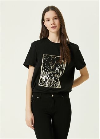 Network Kadın Siyah Baskılı T-shirt XS EU