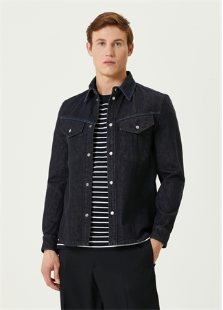 Salvatore Ferragamo Erkek Lacivert Logo Detaylı Denim Gömlek 48 It Salvatore Ferragamo Erkek Lacivert Logo Detaylı Denim Gömlek 48 It