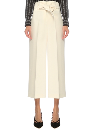 Theory Kadın Ekru Kuşaklı Bol Paça Krep Pantolon Bej 8 US