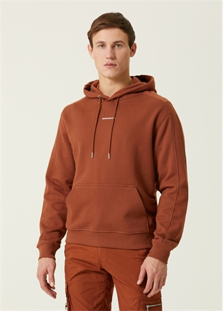 CK Jeans Erkek Kahverengi Kapüşonlu Logolu Sweatshirt L EU CK Jeans Erkek Kahverengi Kapüşonlu Logolu Sweatshirt L EU