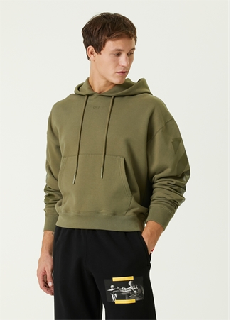 Off-White Erkek Haki Kapüşonlu Logolu Sweatshirt S EU Off-White Erkek Haki Kapüşonlu Logolu Sweatshirt S EU