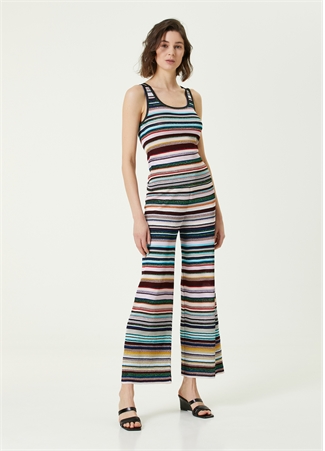 Missoni Kadın Simli Çizgili Bol Paça Pantolon 42 IT