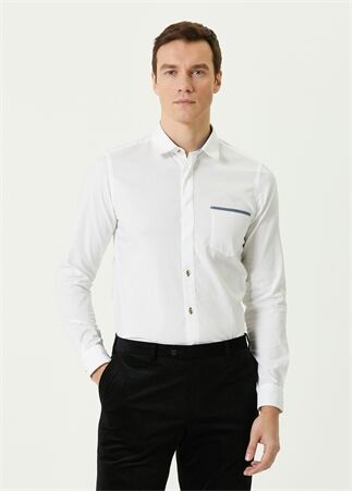 Palzileri Lab Erkek Beyaz Pat Detaylı Gömlek 38 IT