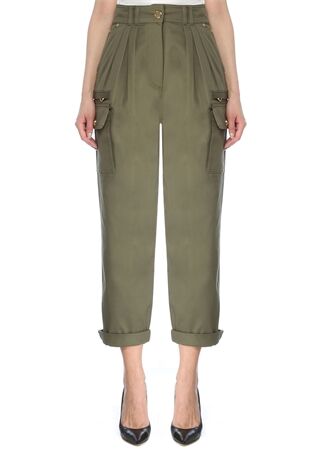 Balmain Kadın Haki Pili Detaylı Pantolon 38 FR