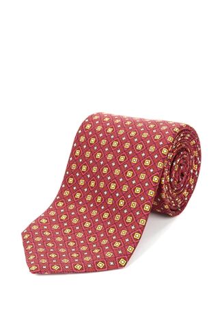 Etro Erkek Bordo Mikro Geometrik Desenli İpek Kravat EU